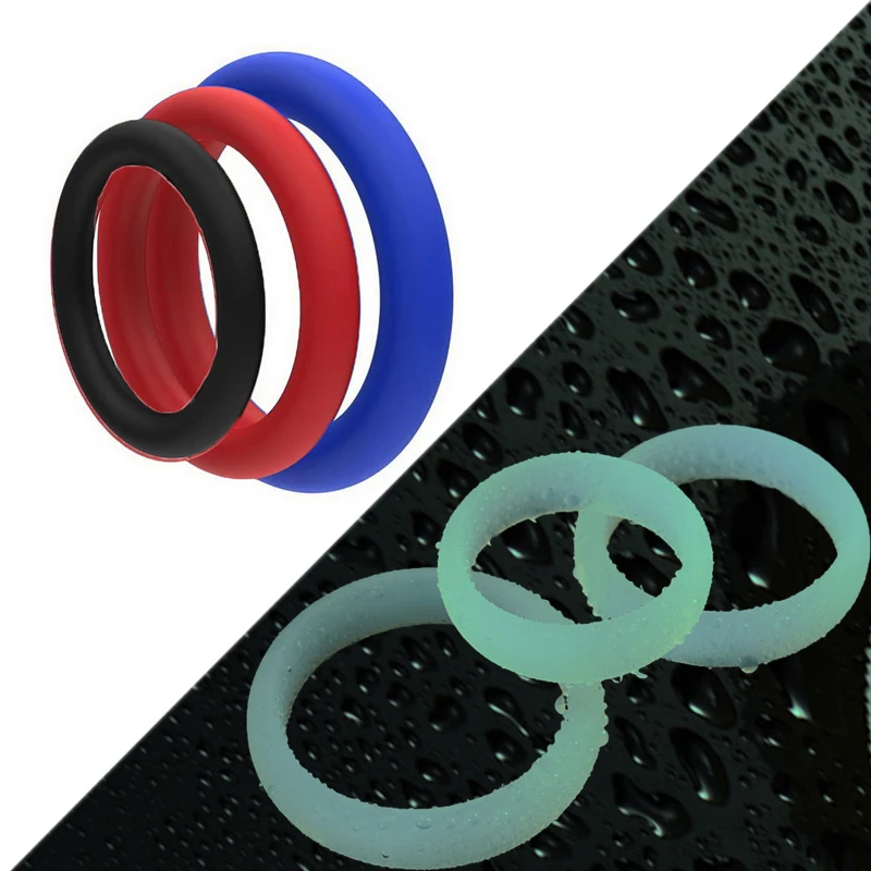 6pcs Cock Rings Flash Enhance Erection Sex Toys For Couplein The Night Scrotum Lock Ring Durable ...