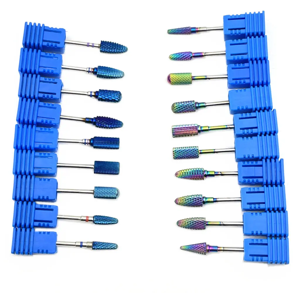 Blue/rainbow Tungsten Carbide Bur Nano Coating Nail Drill Bit Metal ...