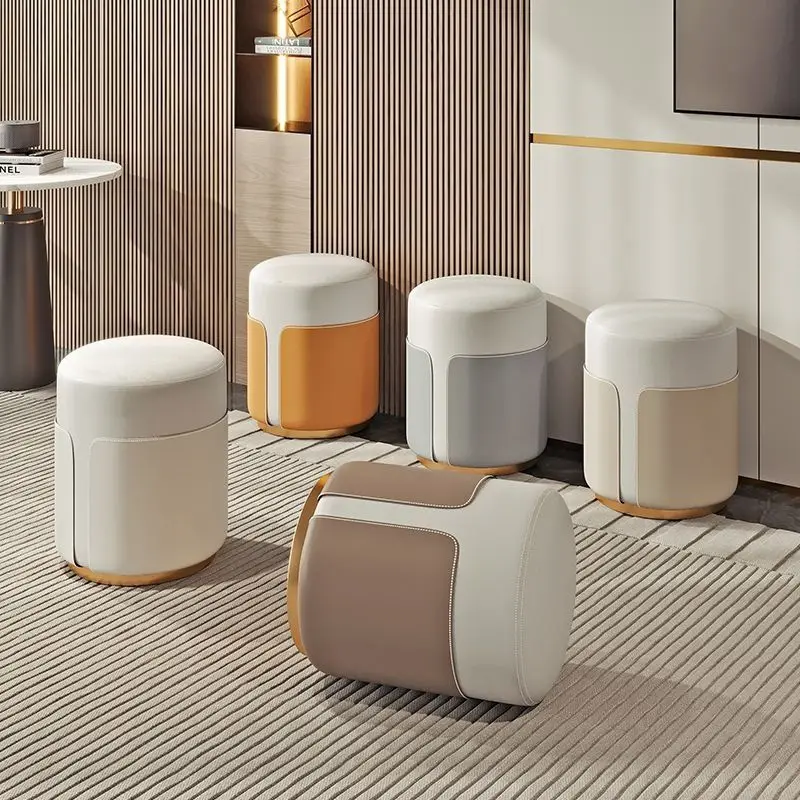 Simple-Leather-Stool-Small-Stool-round-Stool-Low-Stool-Household-Sofa ...