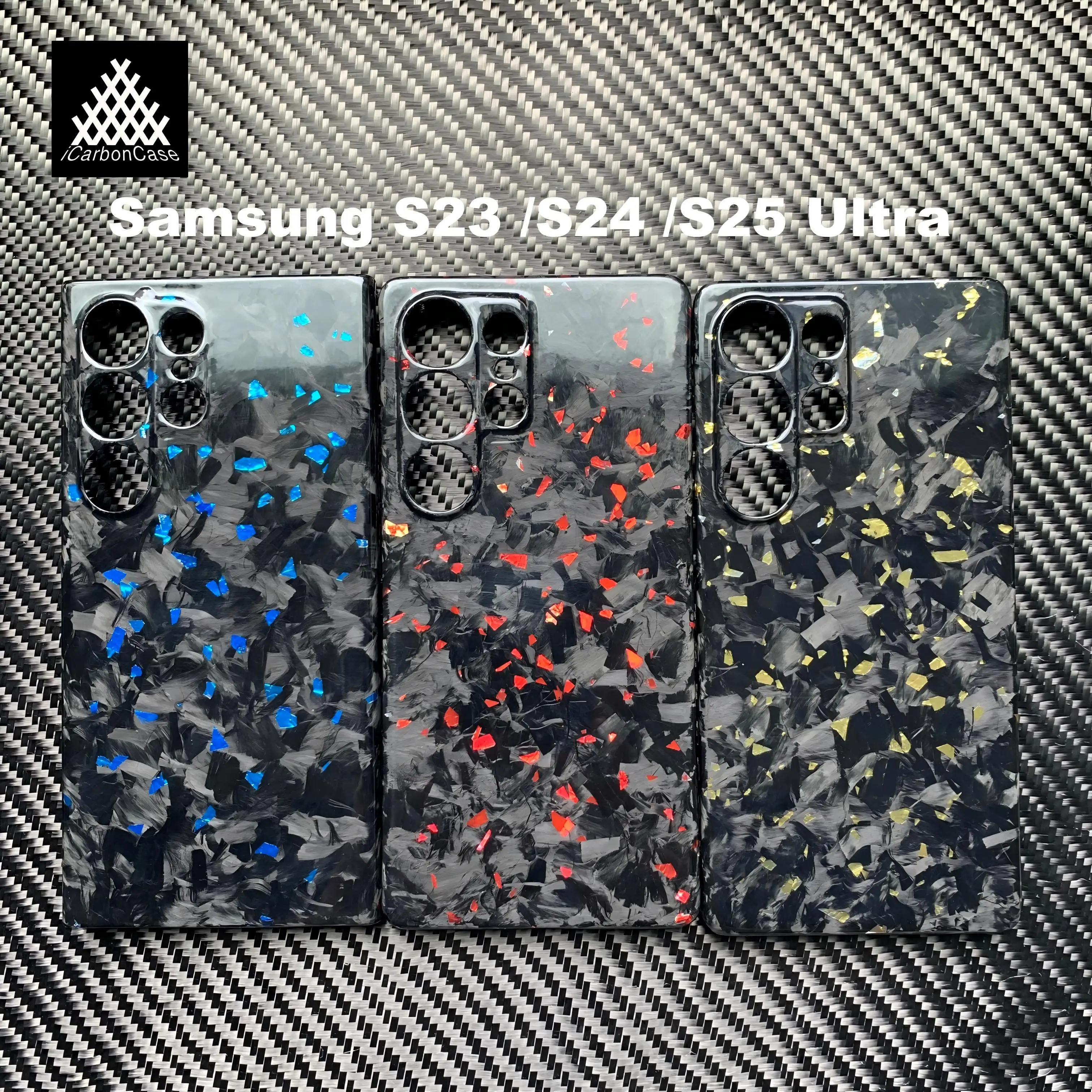 For Samsung Galaxy S23 S24 S25 Ultra Real Glossy Forged Carbon Fiber ...