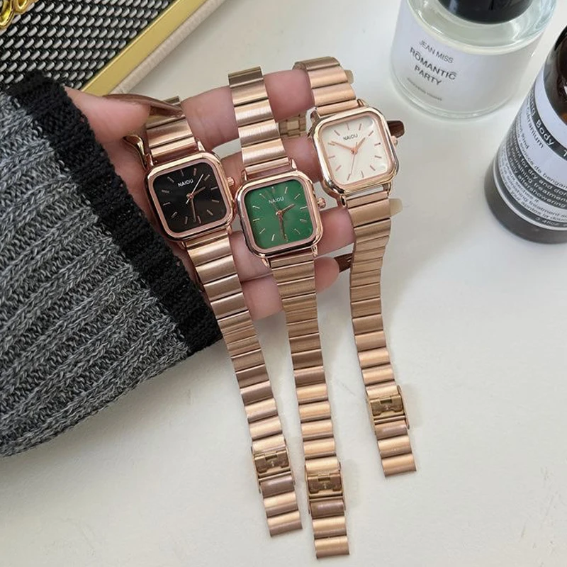 Women-Quartz-Watch-Luxury-Fashion-Square-Rose-Gold-Sliver-Case-Band ...