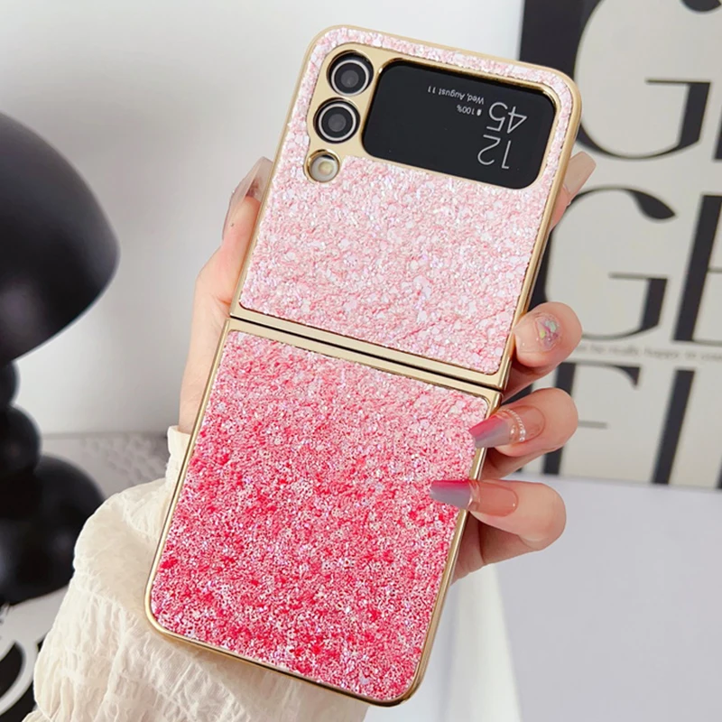 For-Samsung-Galaxy-Z-Flip-5-Case-Z3-Plating-Gradient-Glitter-Folding ...
