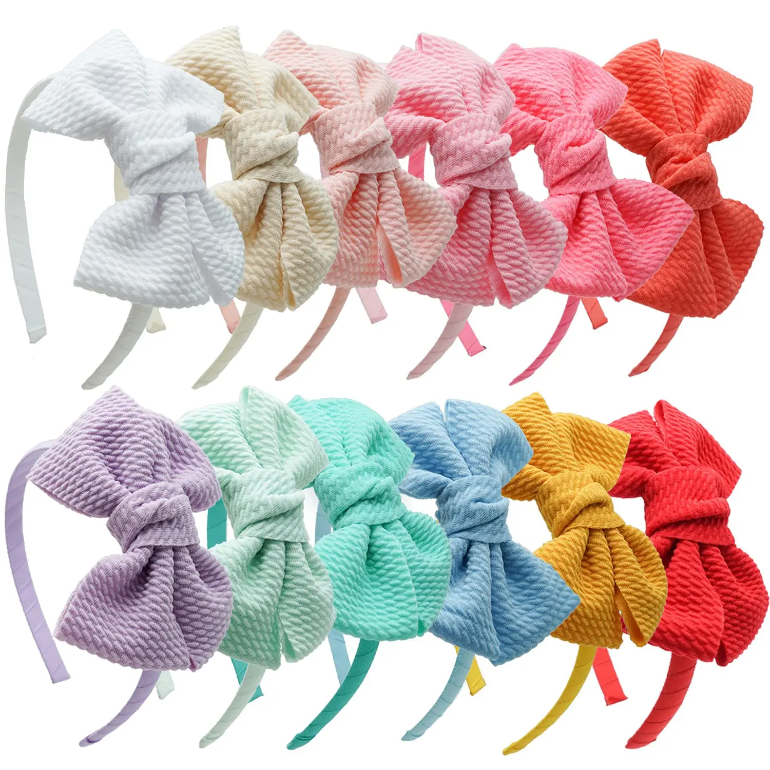 6PCS-4-Plastic-Headbands-for-Girls-Twill-Fabric-Hair-Bows-Hair-Hoops ...