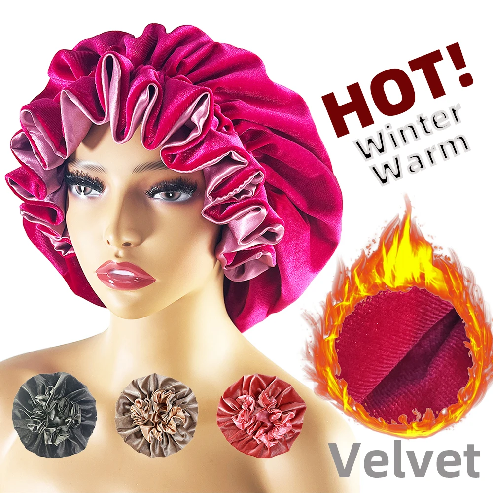Winter-Velvet-Bonnet-s-Double-Layer-Thickening-Velvet-Satin-Sleep-Cap ...
