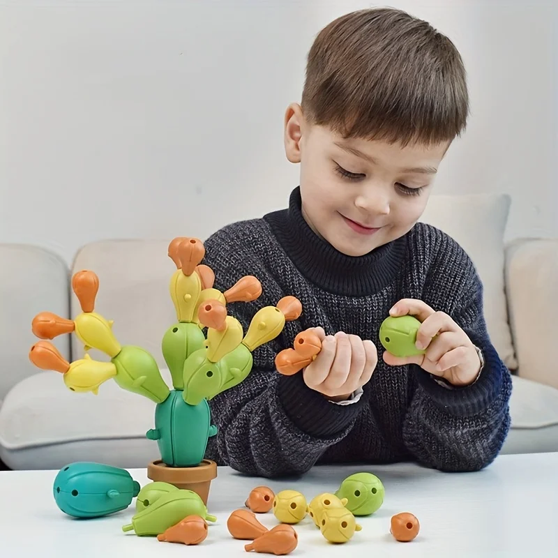 Toddler-DIY-Balancing-Cactus-Sorting-Building-Set-Rainbow-Stacking ...