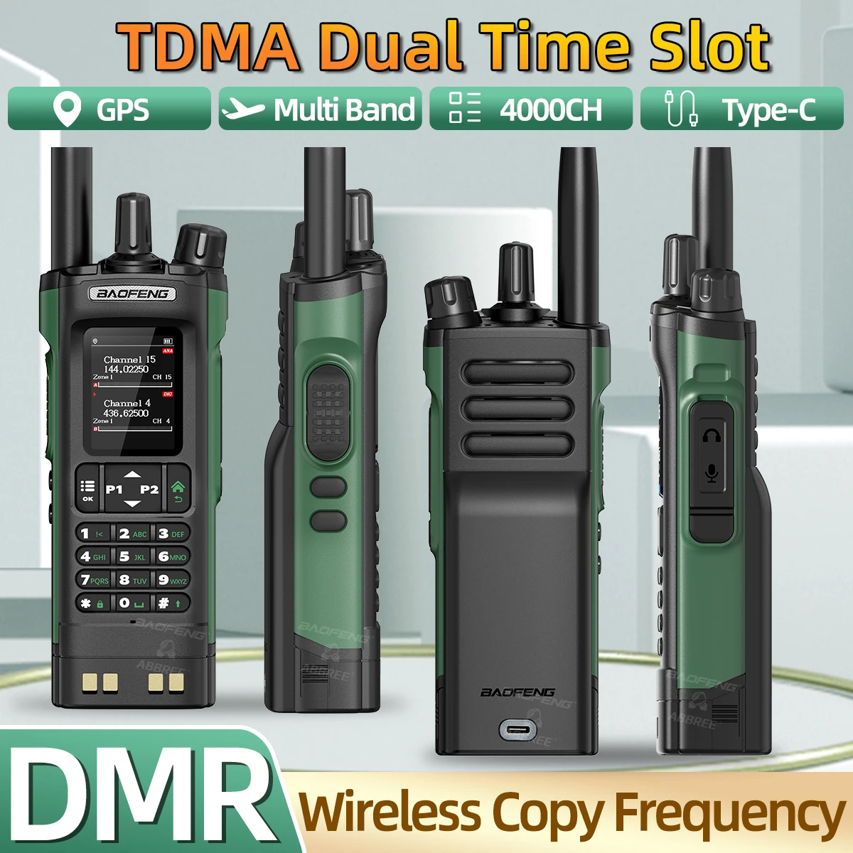 BAOFENG DMR DM32 DM-32 Walkie Talkie Digital GPS modo Dual analógico ...