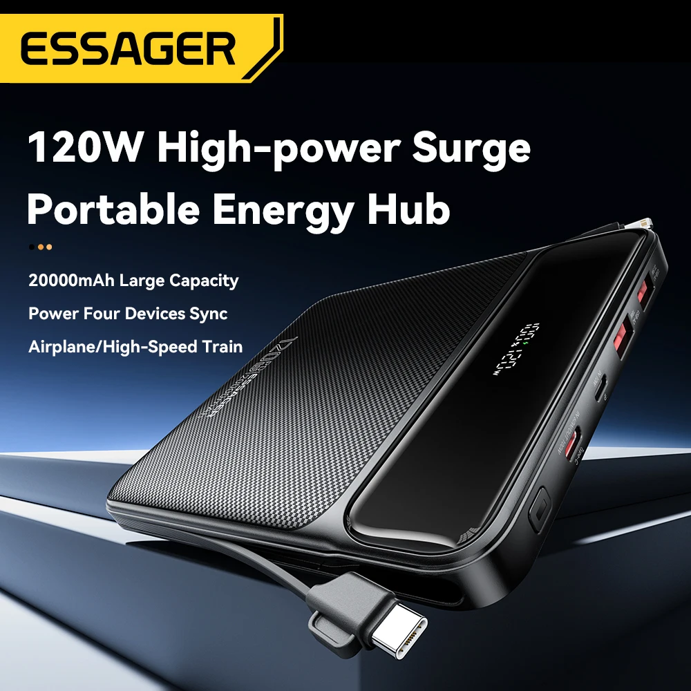 Essager-120W-Power-Bank-20000mAh-with-Two-Built-in-Cables-PD-Fast ...