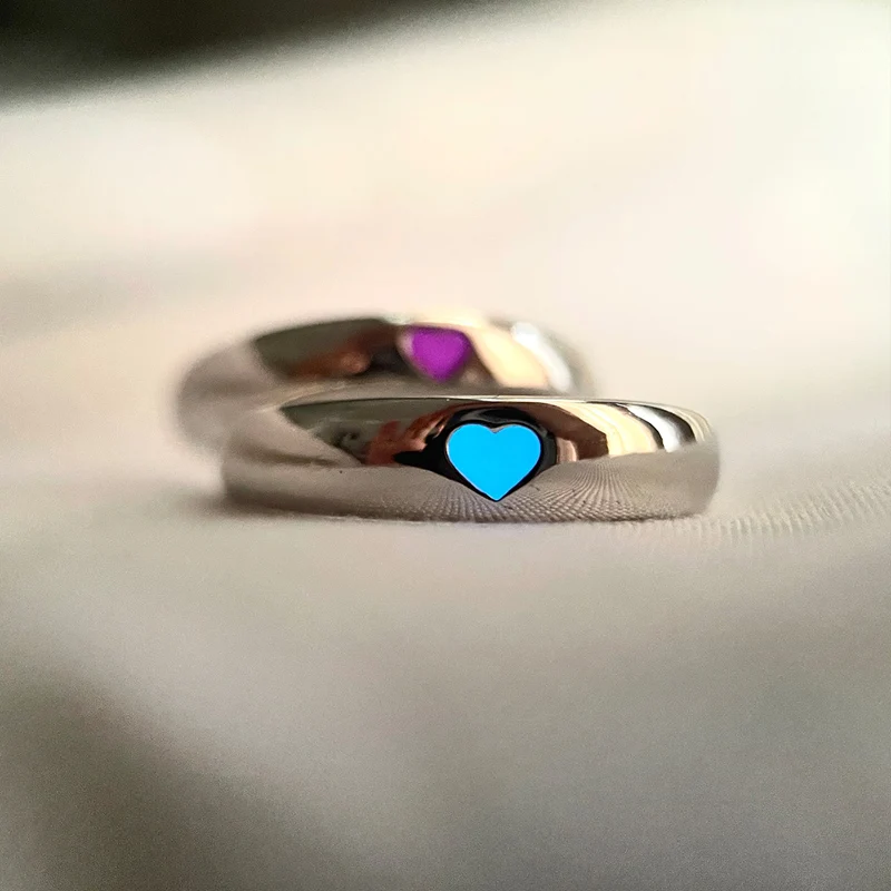 Luminous Couple Ring | Glowing Couple Rings | Luminous Heart Ring ...