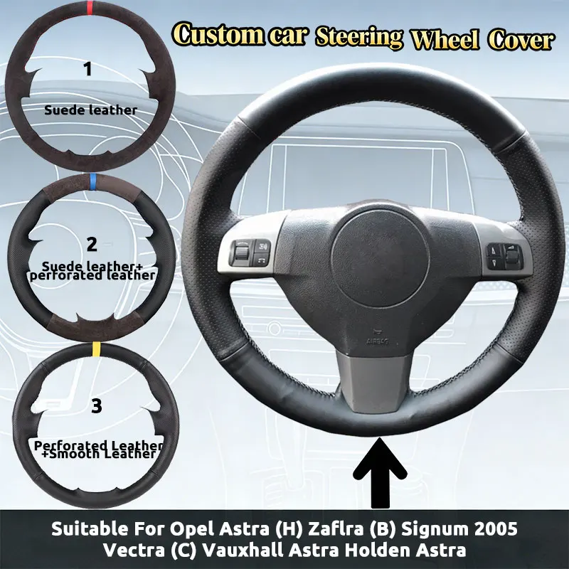 Custom Suede Leather Car Steering Wheel Cover For Opel Astra (H) Zaflra ...