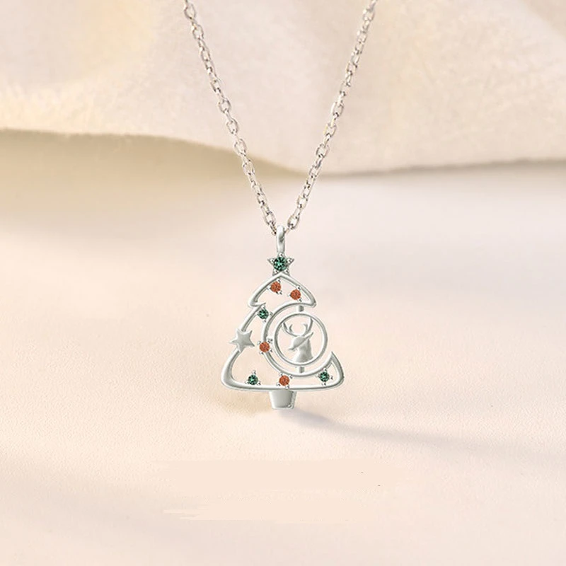 Christmas Tree Pendant Necklace | Silver Christmas Tree Necklace ...