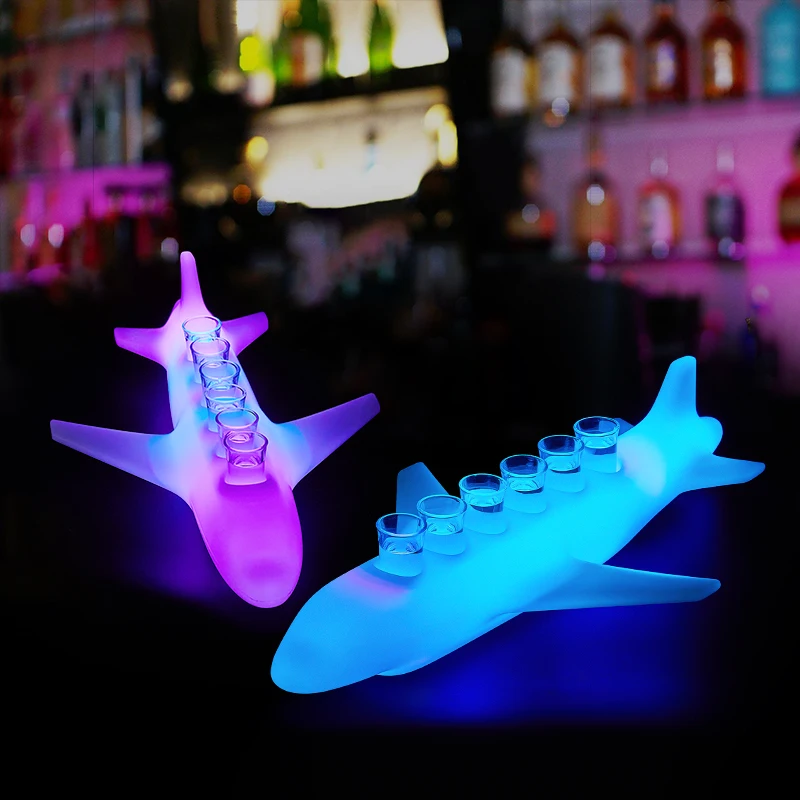 Customized Logo Led Shot Glass Airplane Tray LED Wine Tequila Whisky ...