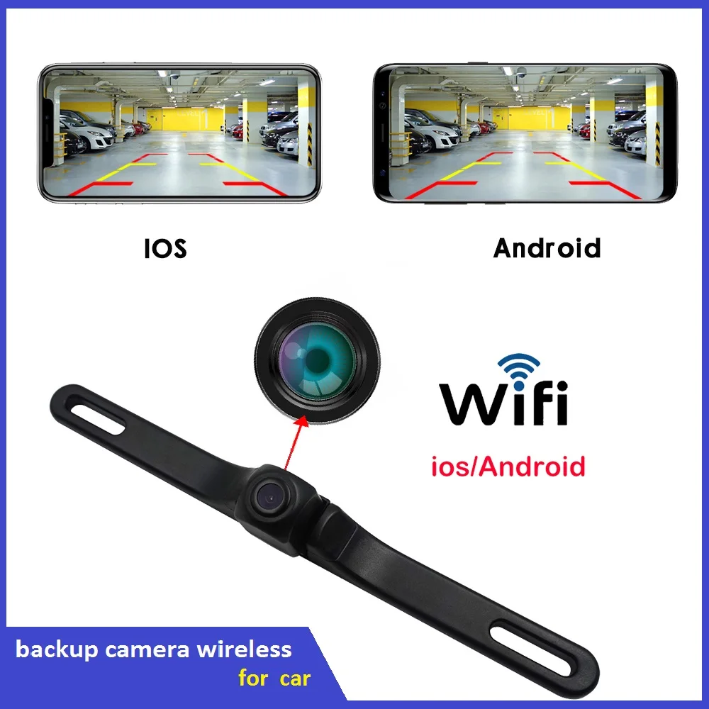 HD Wireless Car Reversing Camera WiFi Rear View License Plate Camera ...