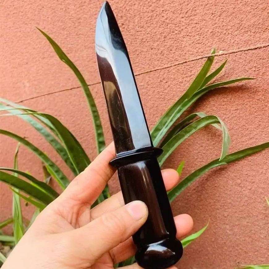 15cm Natural Crystal Obsidian Dagger Healing Protection Stone Handmade Knife Men Gifts Magic ...
