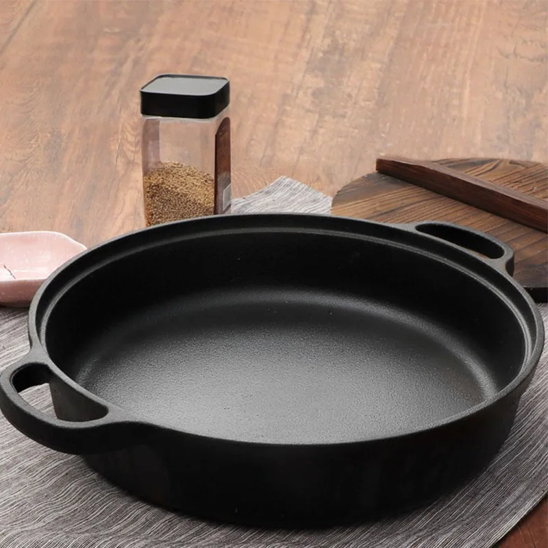 Pig-Iron-Frying-Pan-Thickened-Cast-Iron-Flat-Bottomed-Pan-Suitable-for ...