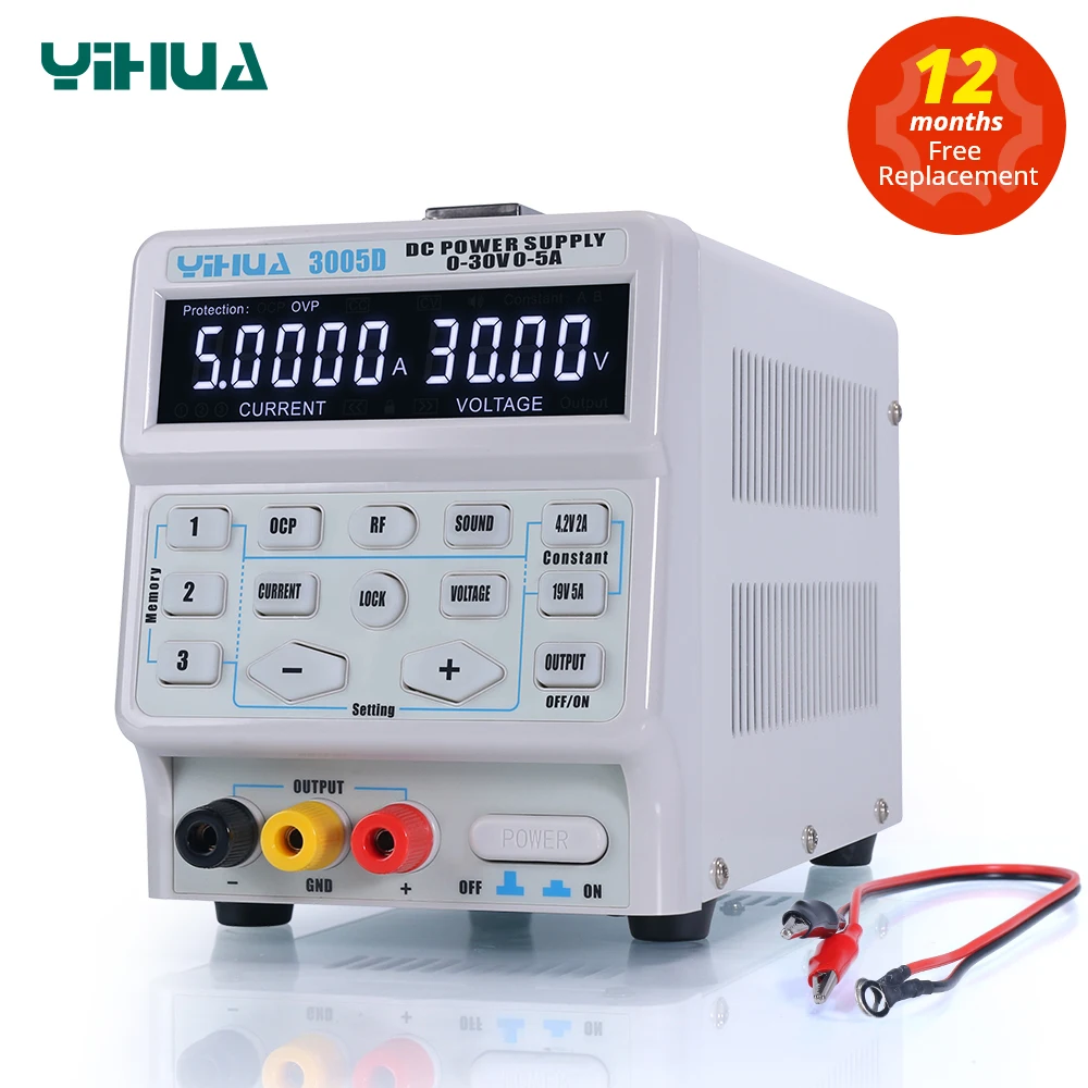 YIHUA 150W 3005D 5A 30V DC Power Supply Adjustable Laboratory Power Supply Digital Program ...