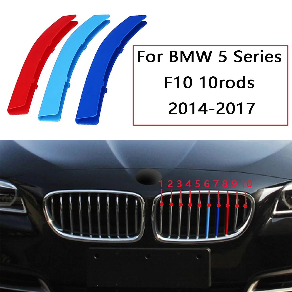 1set-3pcs-M-Color-For-BMW-Grille-Insert-Trims-Stripe-Car-Grille-Trim ...