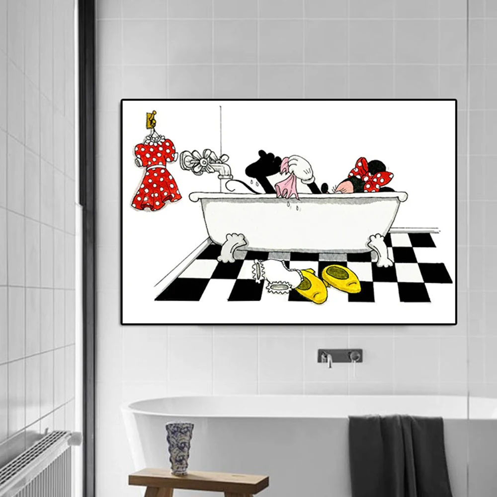Disney-Funny-Mickey-Mouse-Bathroom-Poster-Abstract-Minnie-Taking-A-Bath ...