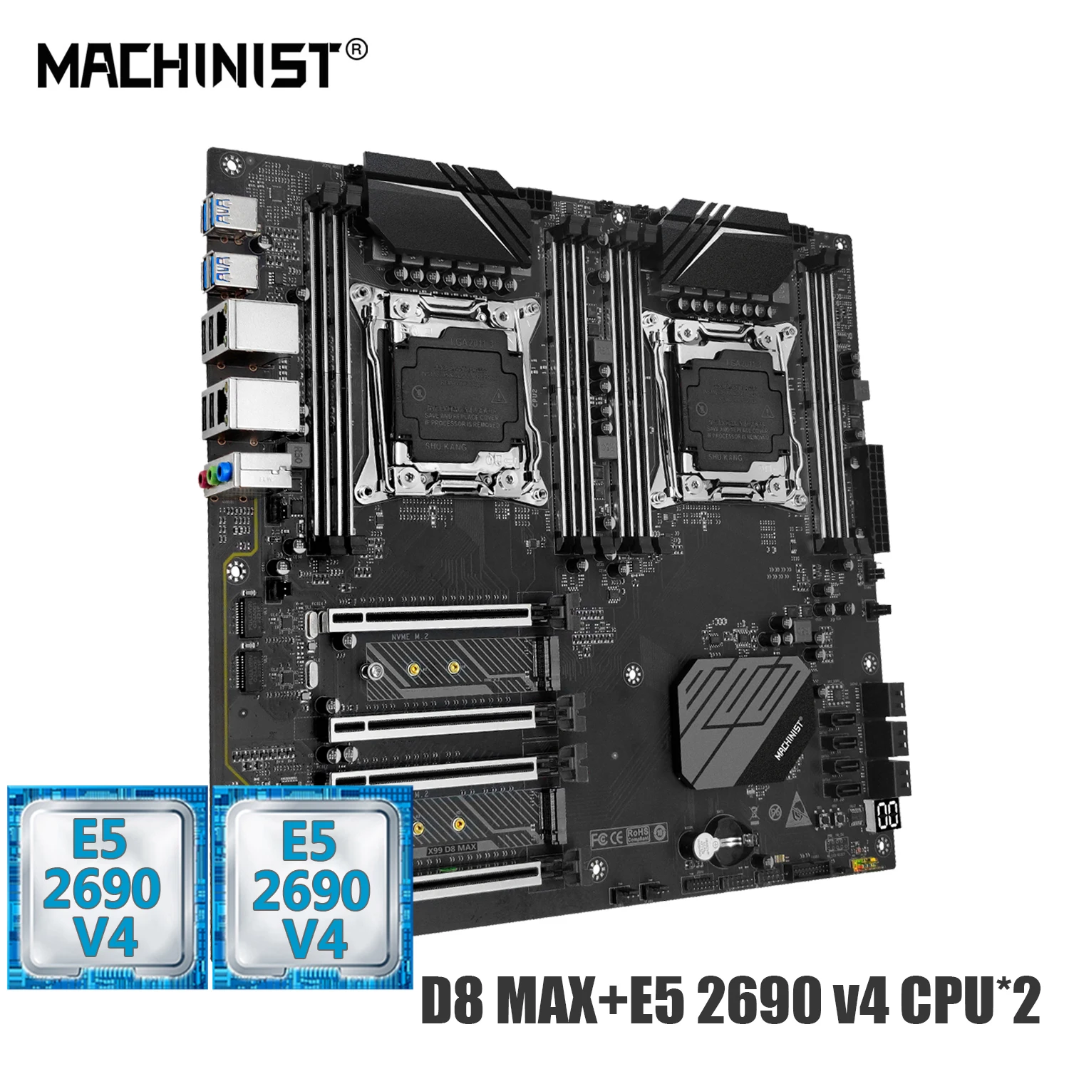 MACHINIST-X99 Conjunto de Placas-Mãe Dual CPU, Kit LGA 2011-3, Processador Xeon E5 2690 V4, 2PCs ...
