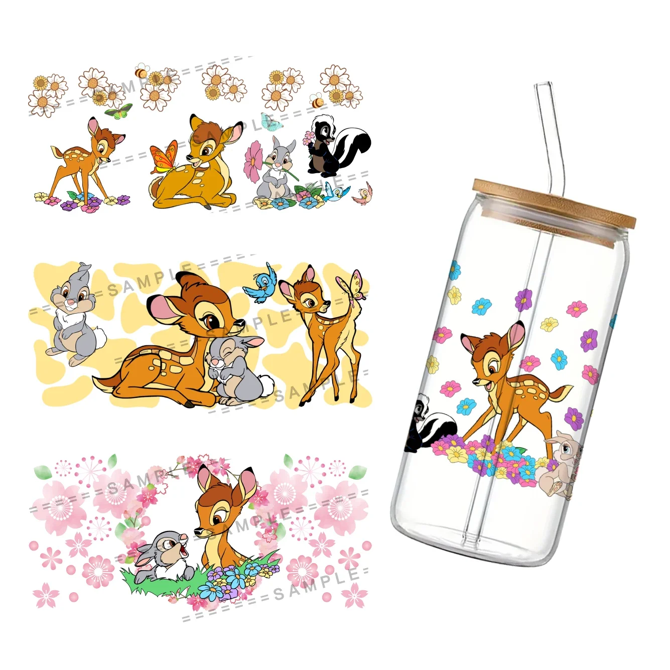 Disney-Bambi-For-Libbey-16oz-Can-Glass-UV-DTF-Coffee-Can-Wrap-Libbey ...