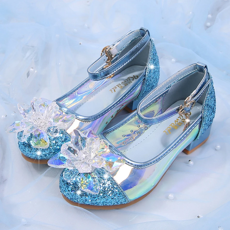 Children Crystal High Heeled Shoes Sequin Transparent Princess Shoes ...