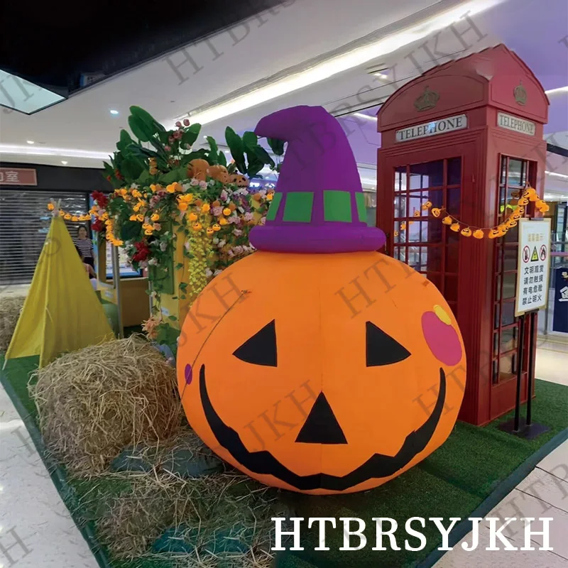 Animated-Inflatable-Halloween-pumpkin-with-Witch-hat-Giant-outdoor ...
