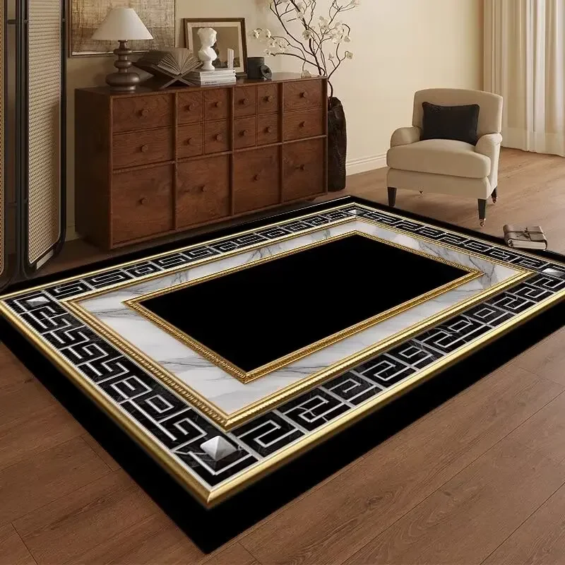 European-Style-Carpet-Living-Room-Luxury-Black-Gold-Room-Decor-Rug ...