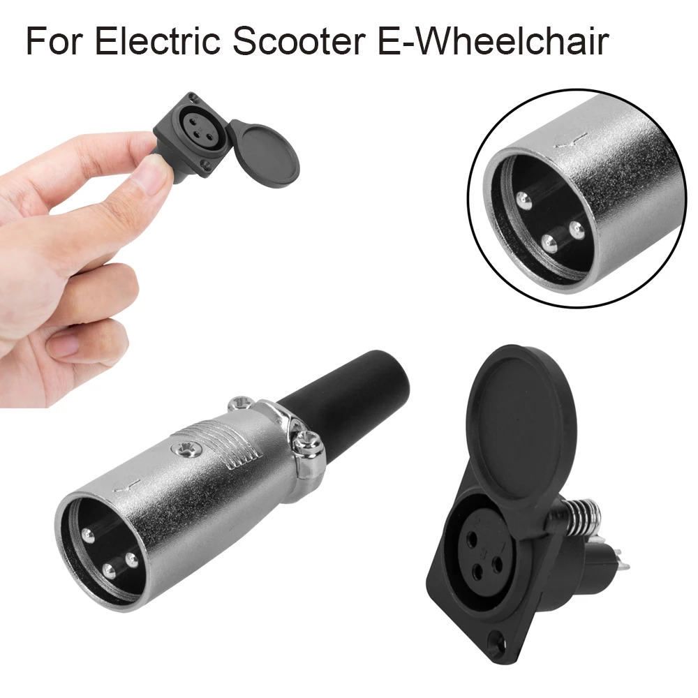 Female Male Connector 3 Pin Socket Panel Chassis Battery Charging Port ...