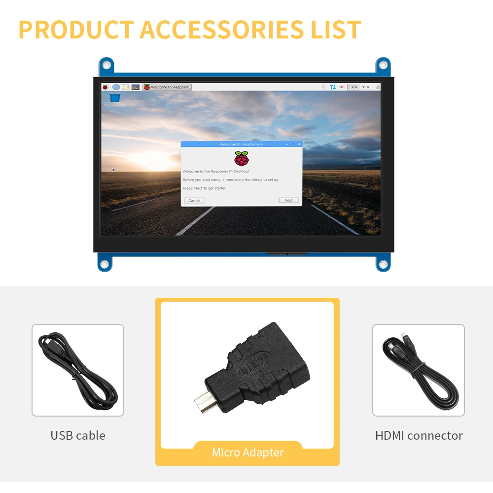 7Inch-TFT-LCD-Display-jrp7007-Touch-Screen-Monitor-for-Raspberry-Pi-3-2 ...