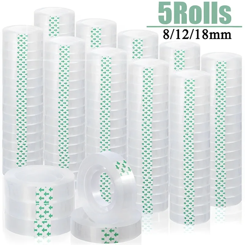 5-1Rolls-Transparent-Stationery-Invisible-Tapes-18-12-8mm-Tape-Pack ...
