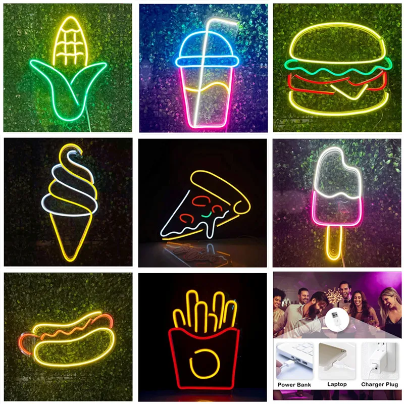 Letreros de neón personalizados para postres, Lámpara USB para ...