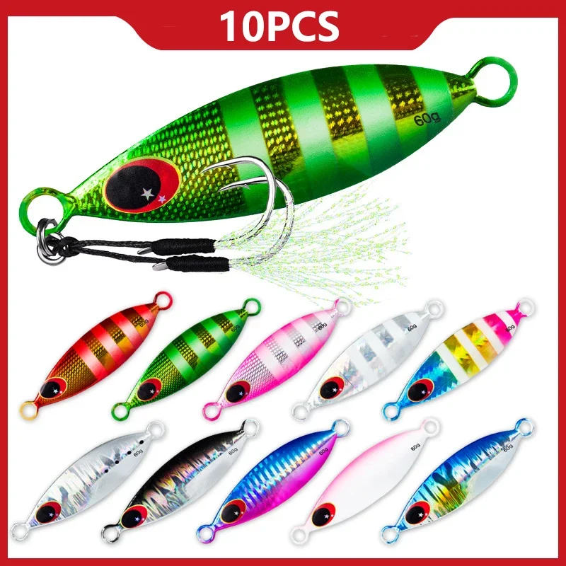 10-Pcs-Set-Metal-Hard-Jig-Lure-Artificial-Bait-Shore-Slow-Jigging-Super ...