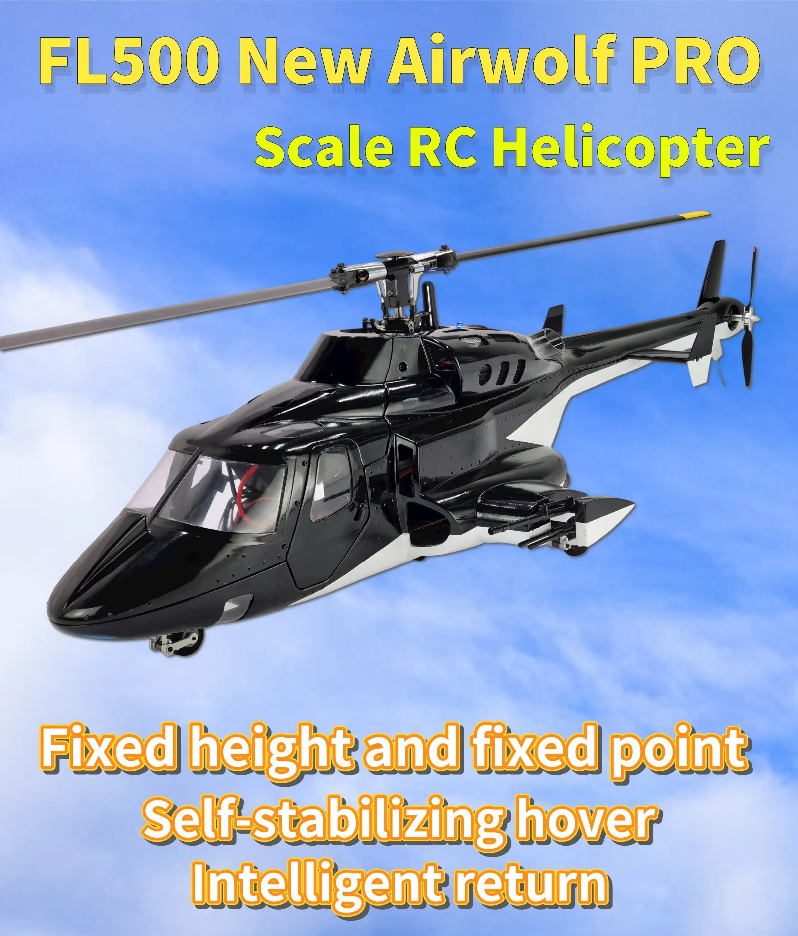 FlishRC Airwolf V2 Pro 500 Scale RC Helicopter 6CH GPS Helicopter with ...