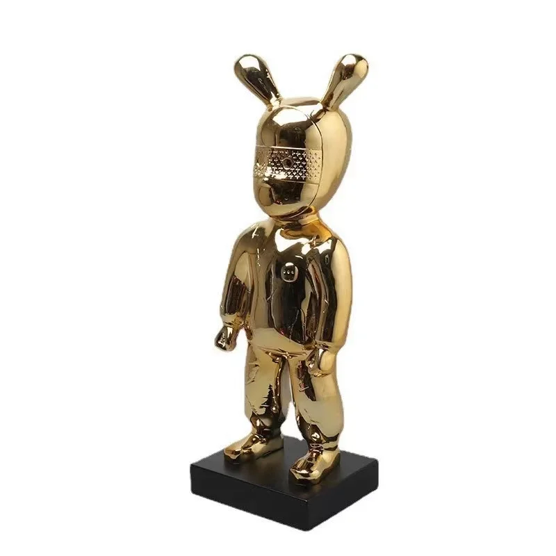 Gentleman-Rabbit-Golden-Statue-Cartoon-Electroplated-Floor-Sculpture ...