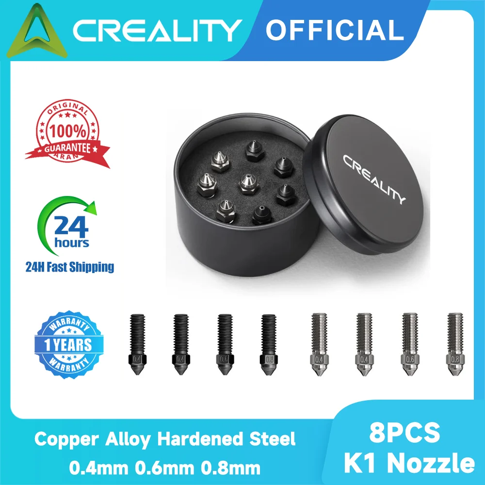 CREALITY-8PCS-K1-Nozzle-Kit-Copper-Alloy-Hardened-Steel-600mm-s-High ...