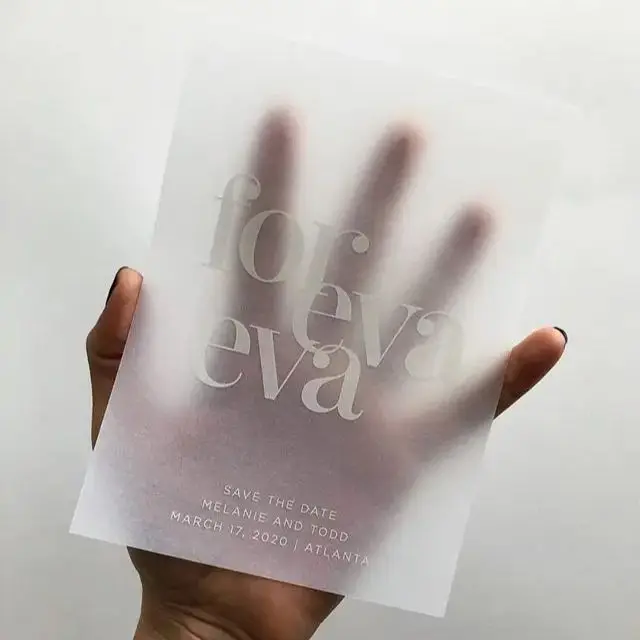 Custom LOGO Print Translucent Plastic sheet Thank You Card Wedding ...