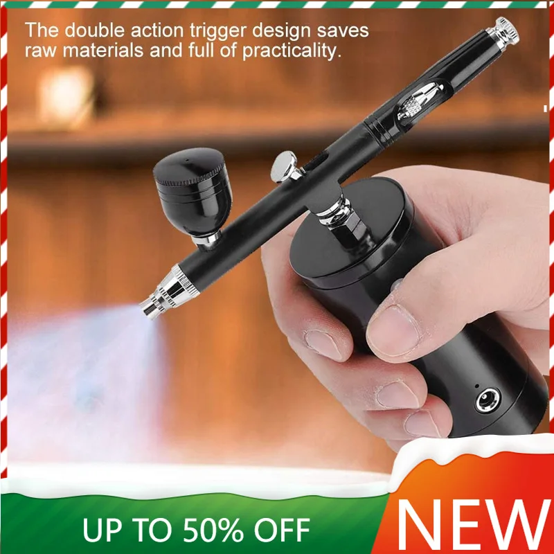 Portable-Rechargeable-Mini-Air-Compressor-Kit-Air-Brush-Paint-Spray-Gun ...