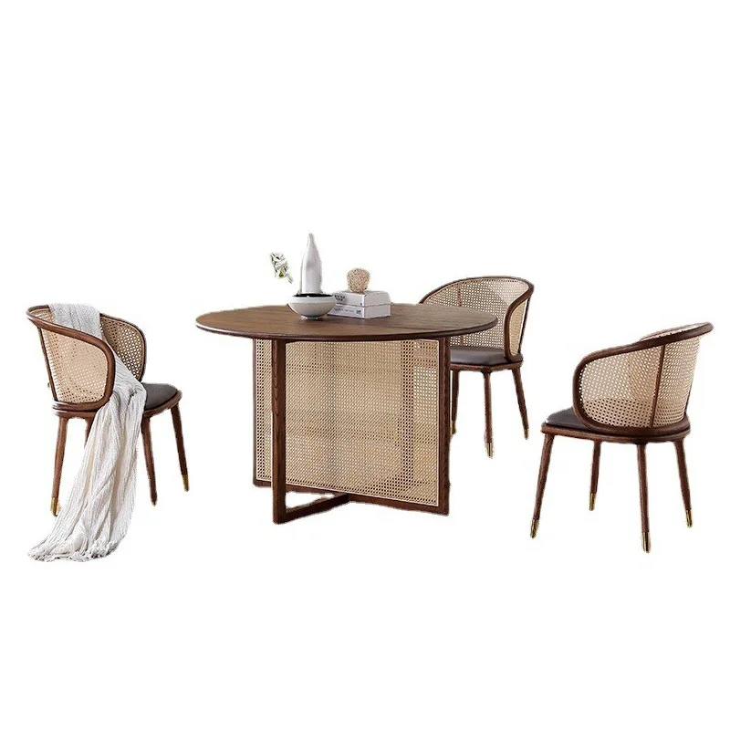 Unique Round Rattan Japanese Style Dining Table