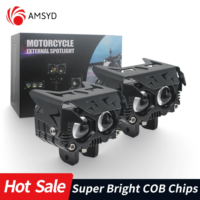 2PCS Motorcycle Headlights Headlamp Spotlights Fog Head Light LED ...