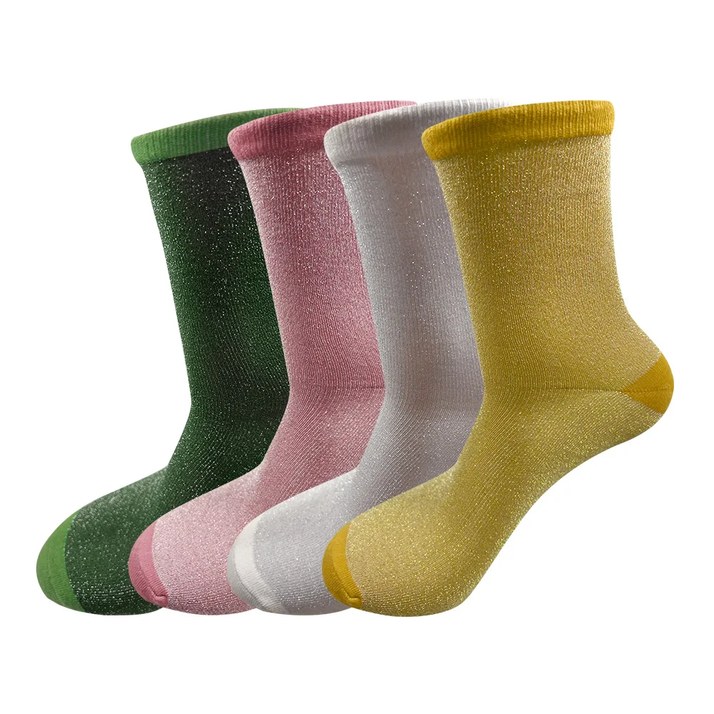 Women-Calssica-Colorful-Lurex-Ankle-Socks-Multi-Shiny-Glitter-Spring ...