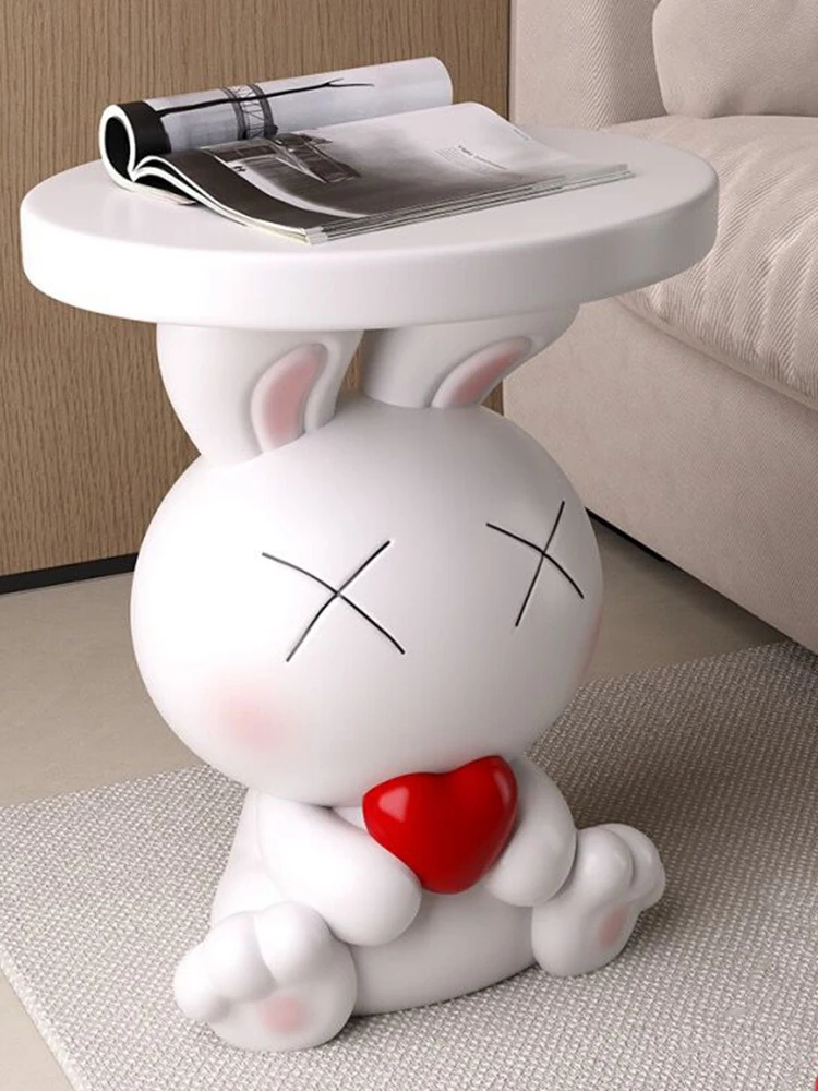 Cartoon-Rabbit-Coffee-Table-Cream-Bunny-Statue-Modern-Sofa-Side-Table ...