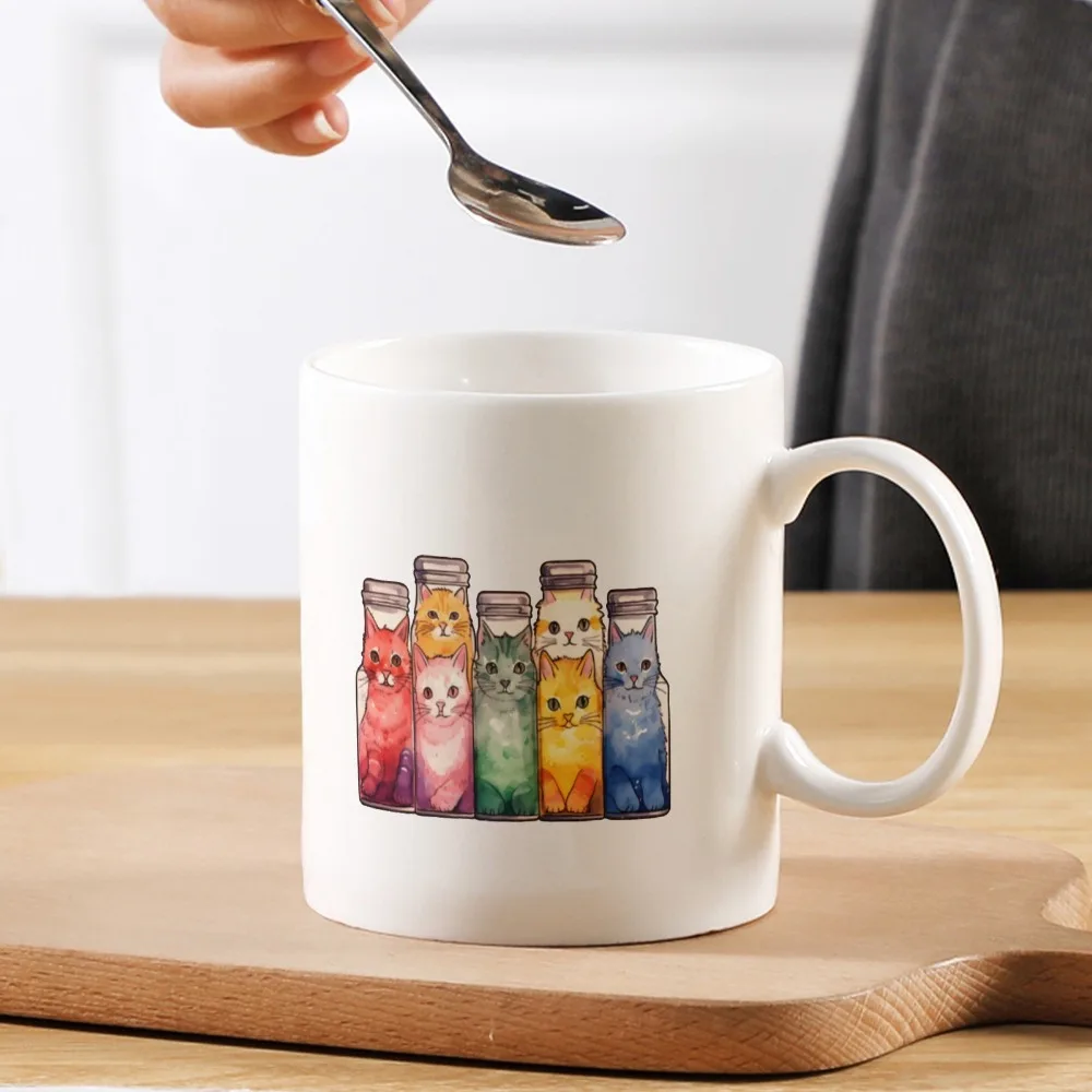 Cats in Bottles Cute Design Ceramic Mug, Perfect Gift for Cat Lovers ...