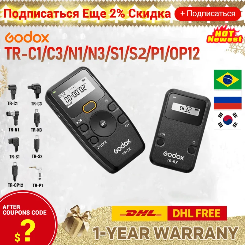 Godox TR 시리즈 무선 타이머 카메라 원격 제어 TR C1, 소니, 캐논, 니콘용, TR C3, TR N1, TR N3, TR S1, TR S2, TR P1 TR ...