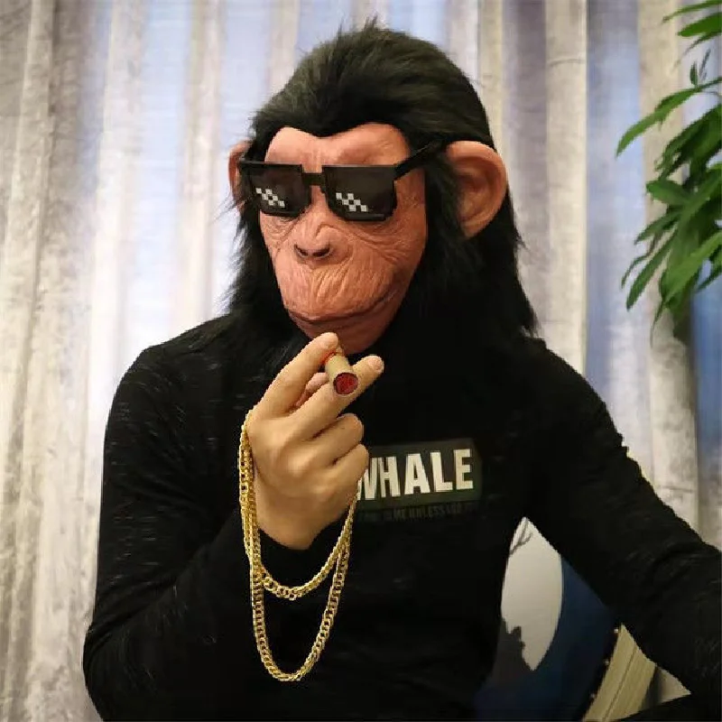 Men-s-Brown-Monkey-Mask-Girls-Funny-Horse-Head-Mask-Latex-Animal-Mask ...