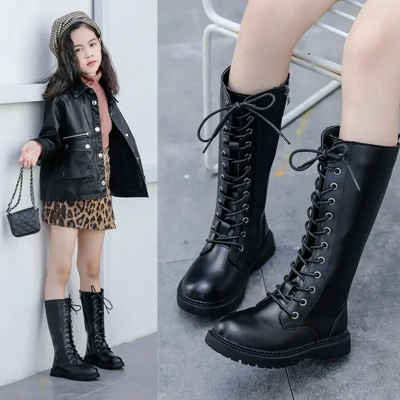 Botas-Fashion-Child-Boots-New-Girl-Leather-Boots-Retro-High-Boots ...