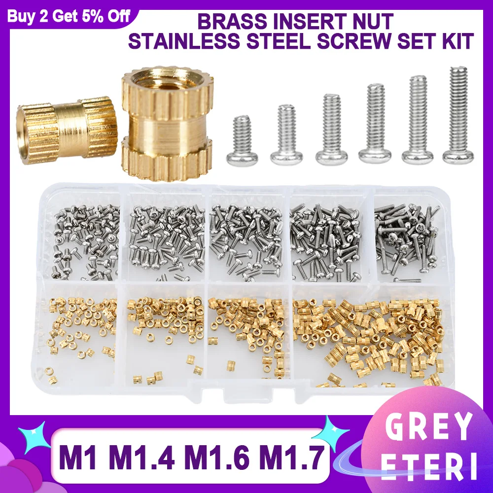 Brass-Hot-Melt-Knurled-Insert-Nut-304-Stainless-Steel-Screw-Threaded ...