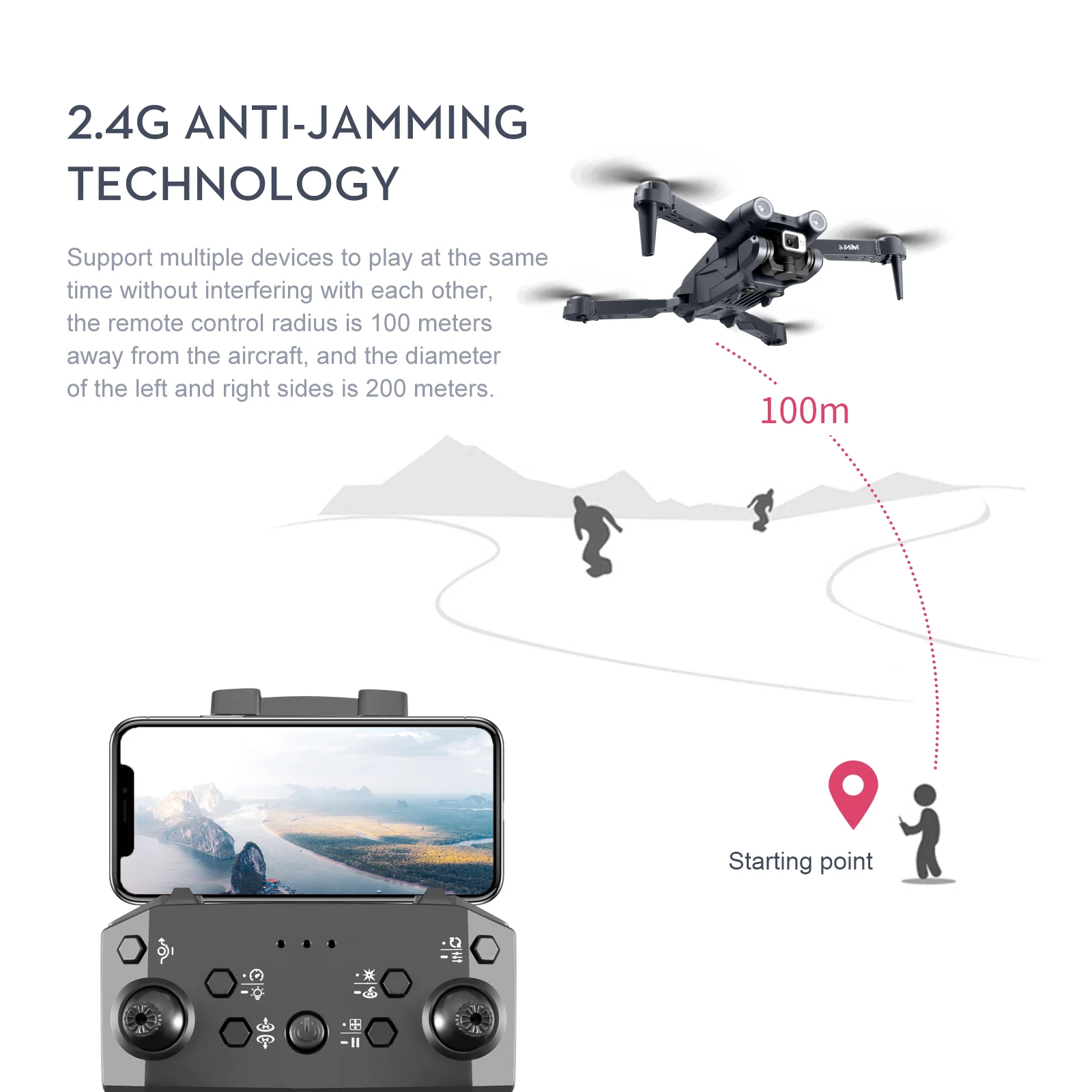 1080P Noir 3B - Drone professionnel GPS 4K, 5km, Quadricoptère HD avec ...
