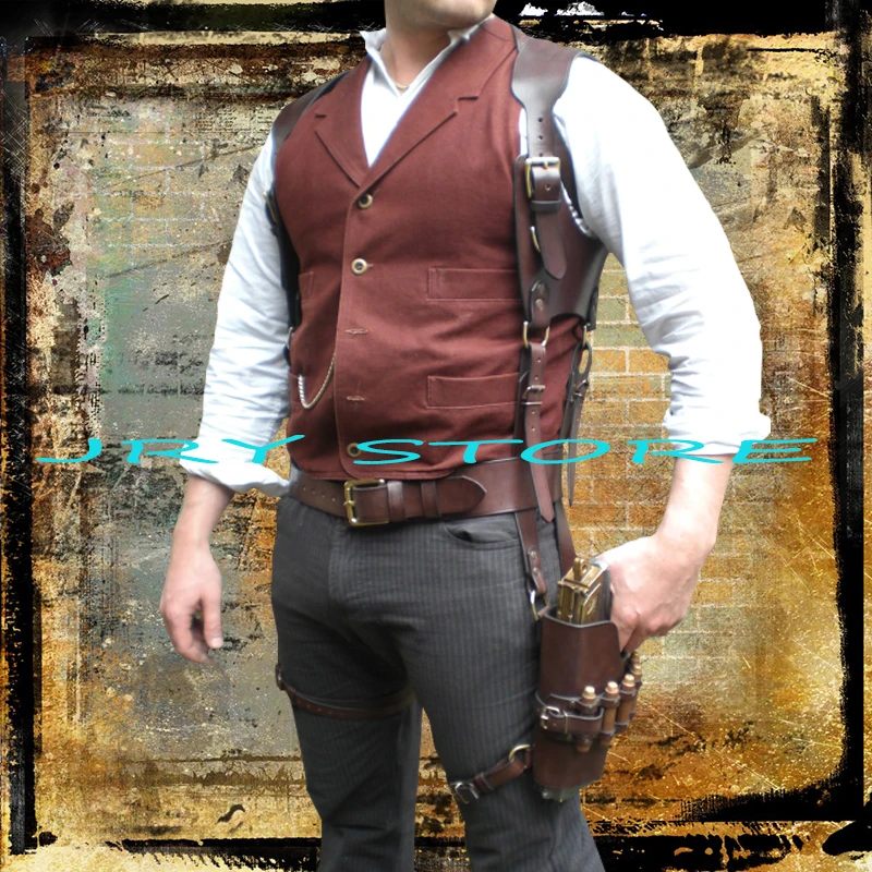 Men's Suit Vest Steampunk Sleeveless Jacket Retro Western Male Vests ...