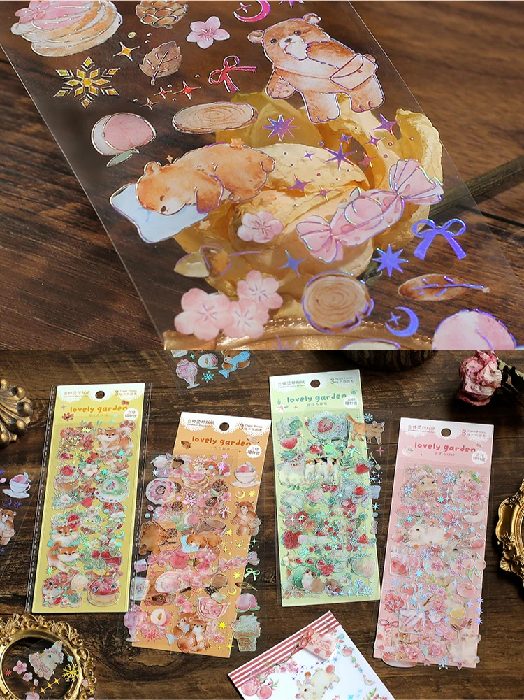 Gommette,Assortiment d'autocollants Kawaii animaux Shiba Inu lapin chat ...
