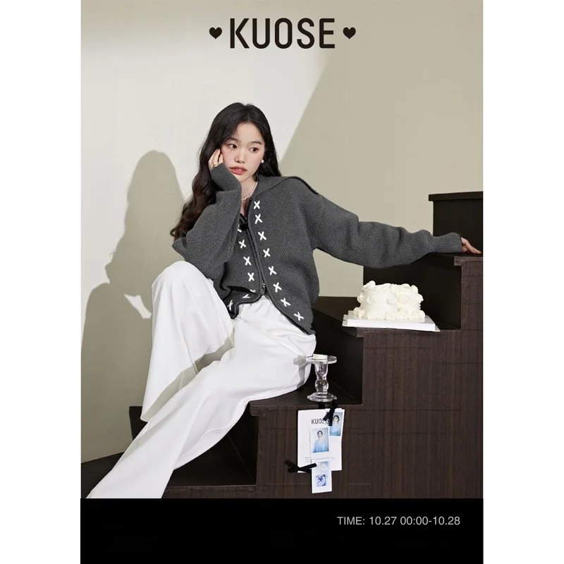 Kuose-Classic-Sle-Knitwear-Sweater-Coat-Female-2023-Autumn-and-Winter ...