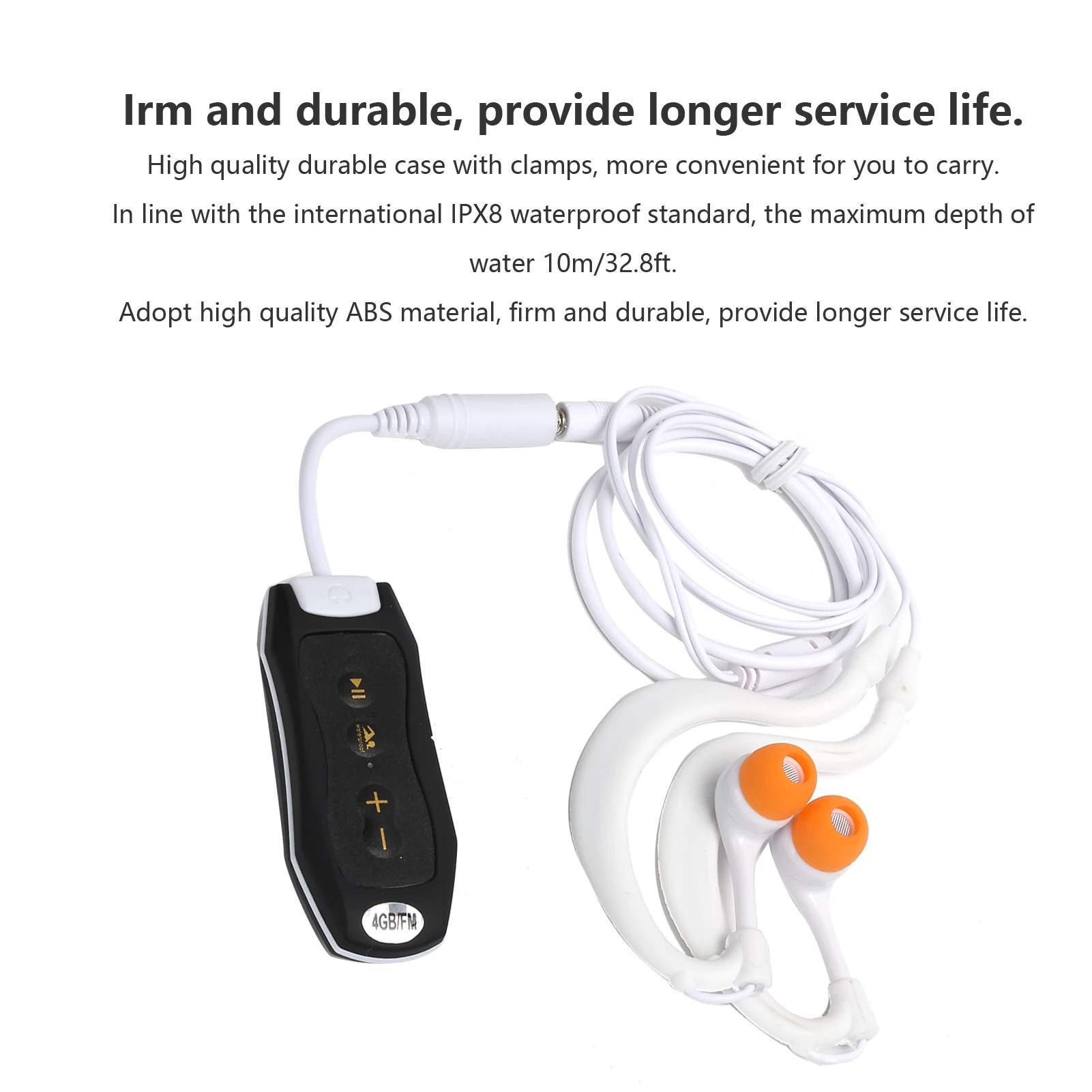 4GB IPX8 Waterproof FM Music Player Portable Diving Sports MP3 with ...